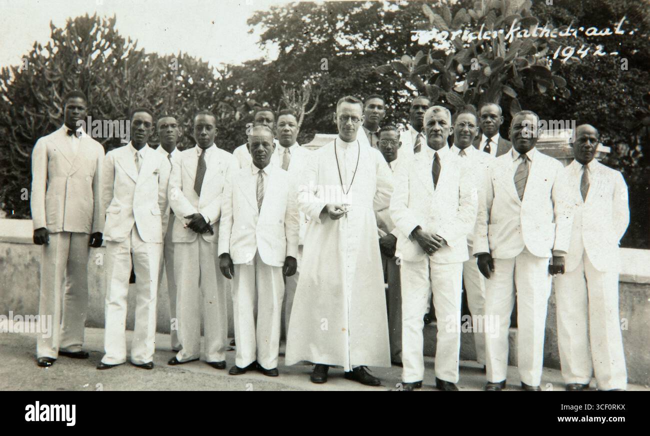 This 1942 postcard features a group portrait, including a Roman ...