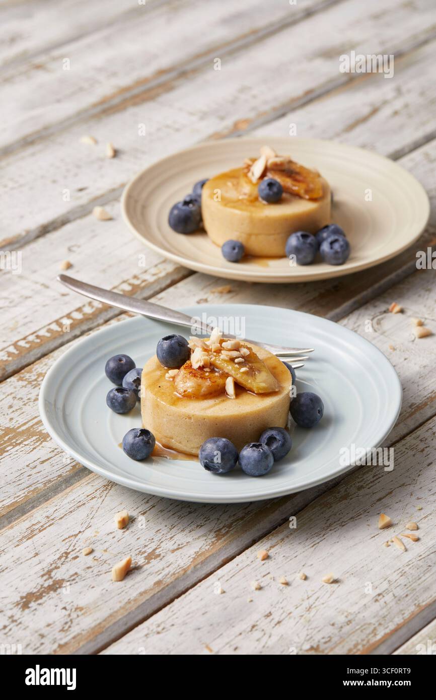 Semolina pudding with bananas Stock Photo - Alamy