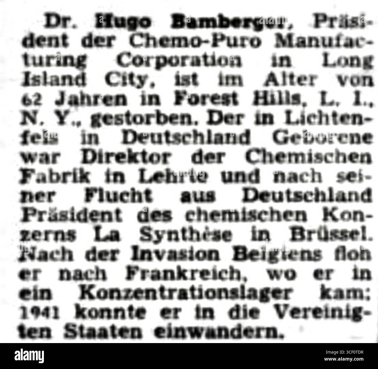 An obituary published on 6 January 1950, commemorating Dr. Hugo ...