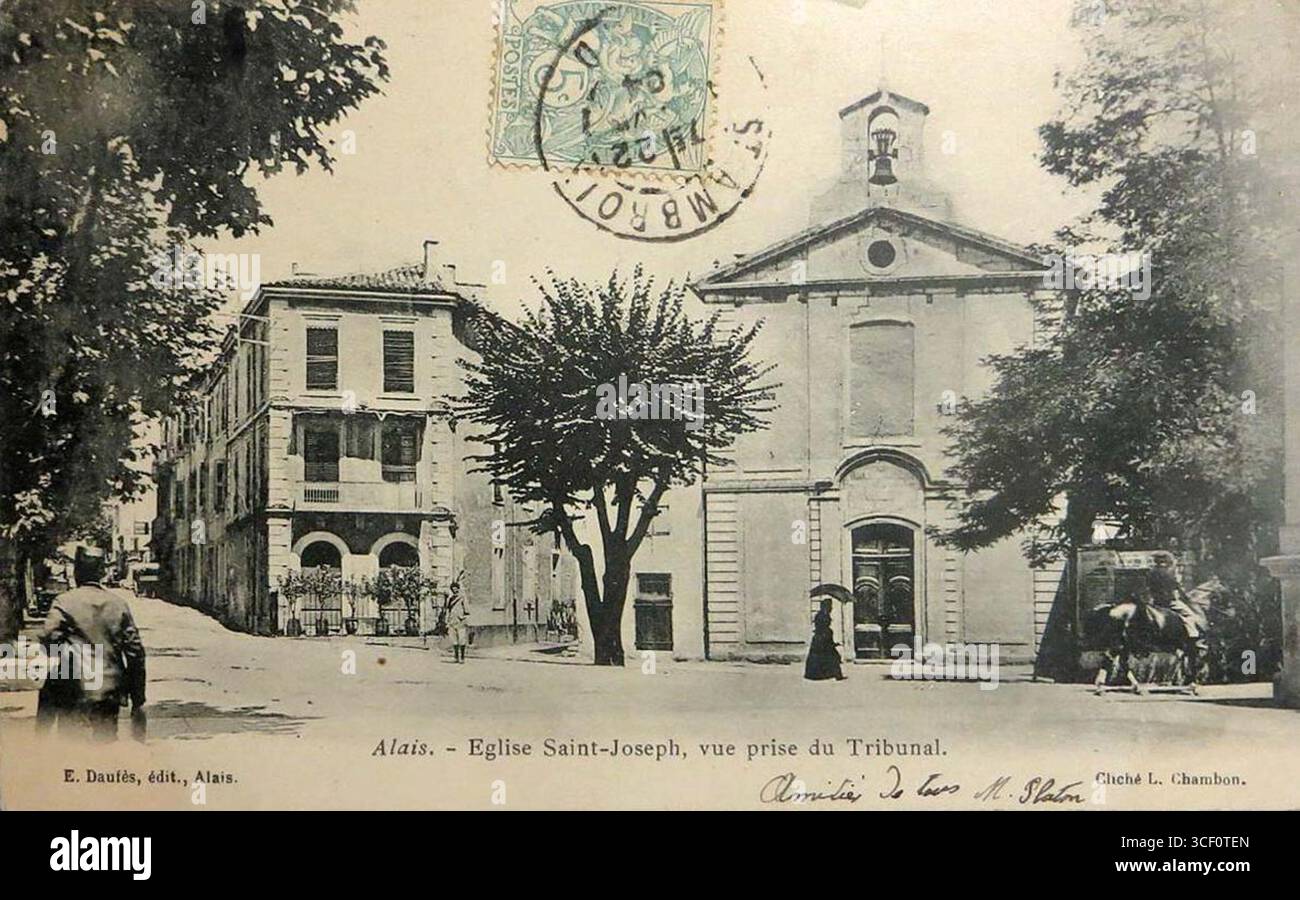 A view of Église Saint-Joseph in Alès, France, taken in 1904. The ...