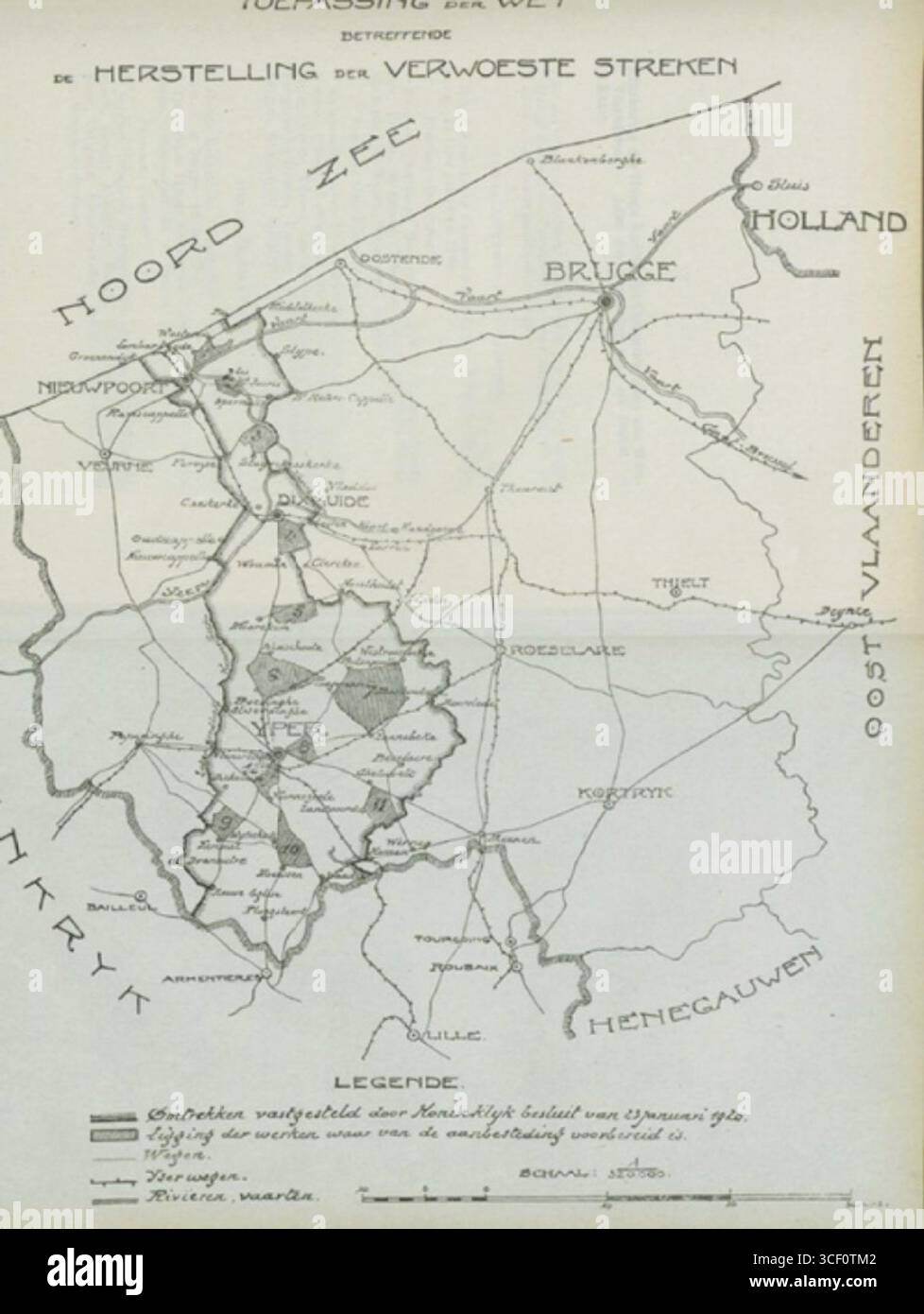 This 1920 map illustrates the boundaries of the 'devastated regions' in ...