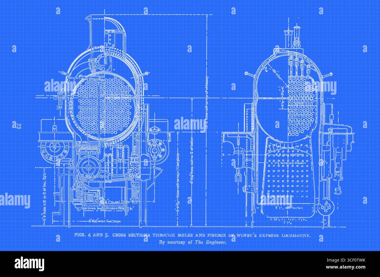Cross section through boiler and firebox of Winby's Express Locomotive ...