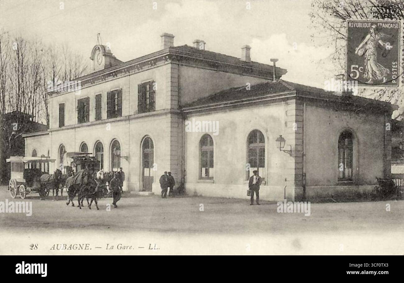 A photograph from around 1900-1910 depicting the Aubagne railway ...