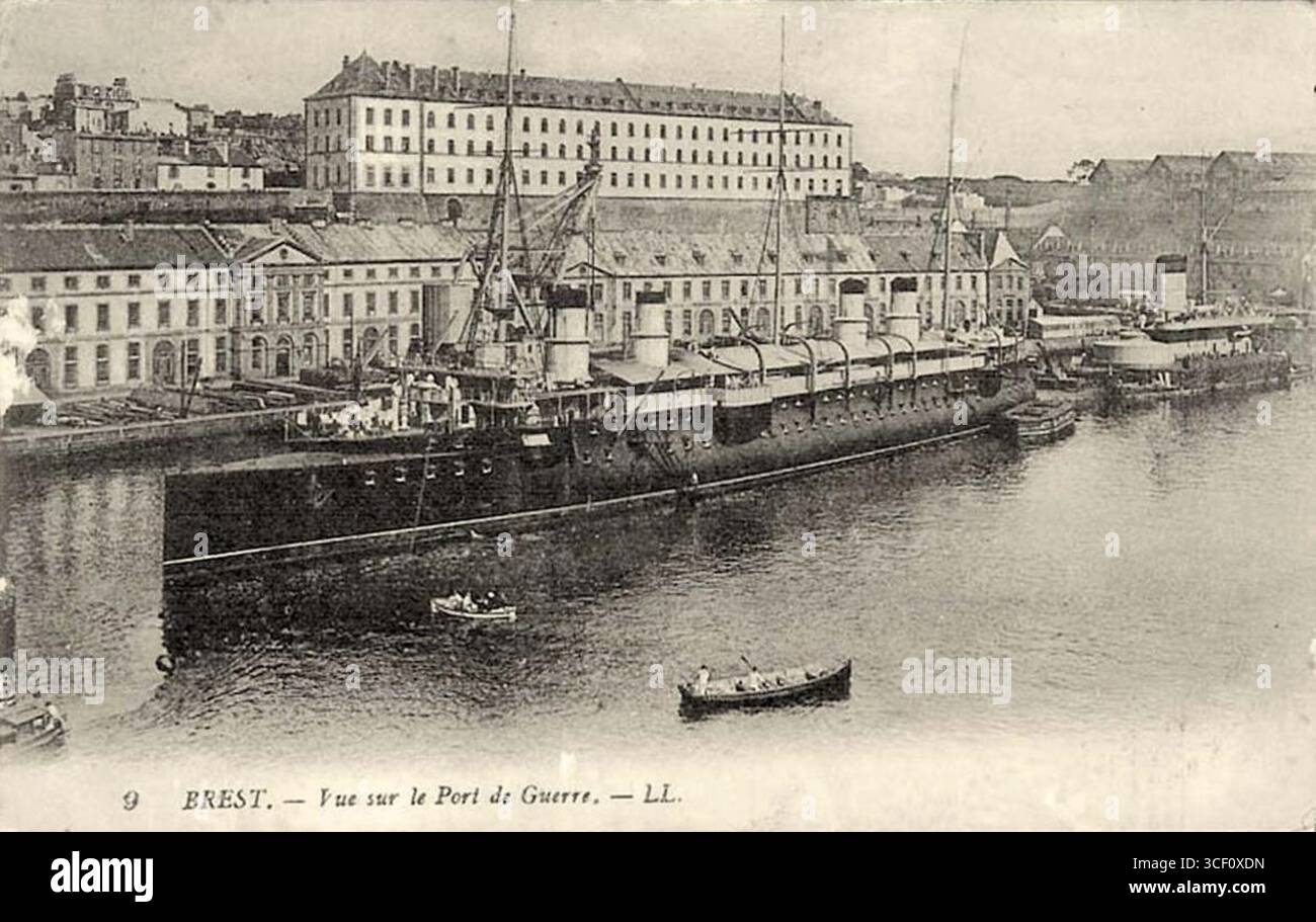 A historical image of the Brest war port, offering a view of the ...