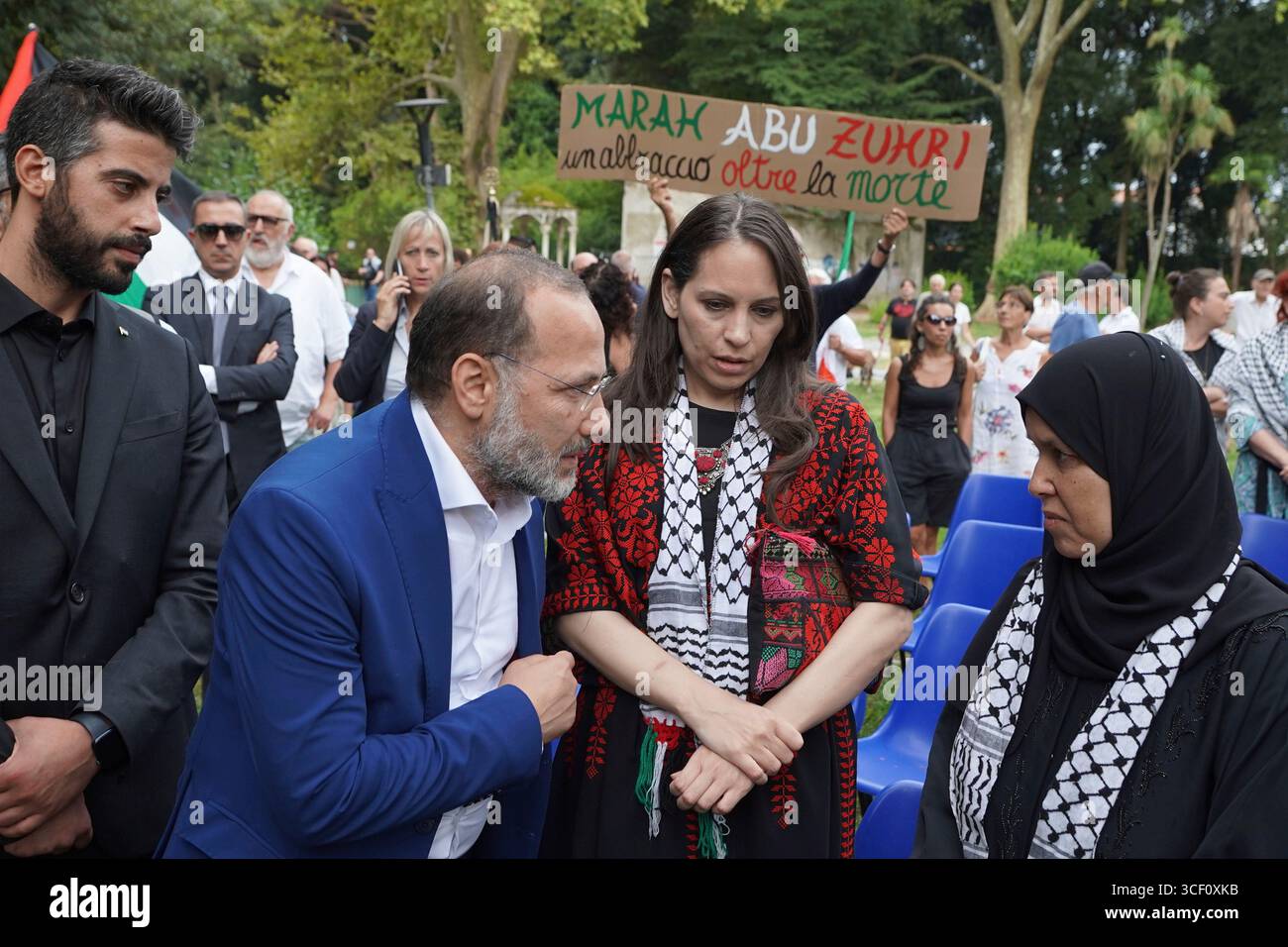 The mother of 19-year-old Palestinian woman Marah Abu Zhuri, right ...