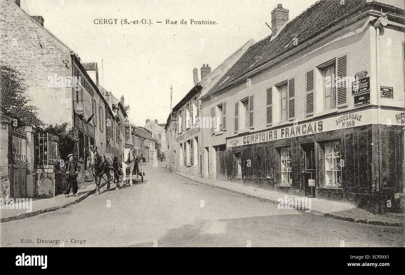A view of Rue de Pontoise in Cergy, with French counters visible along ...