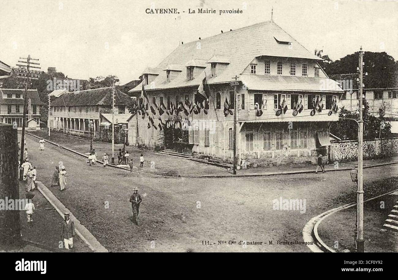This photo shows the Mairie (town hall) in Cayenne, French Guiana ...