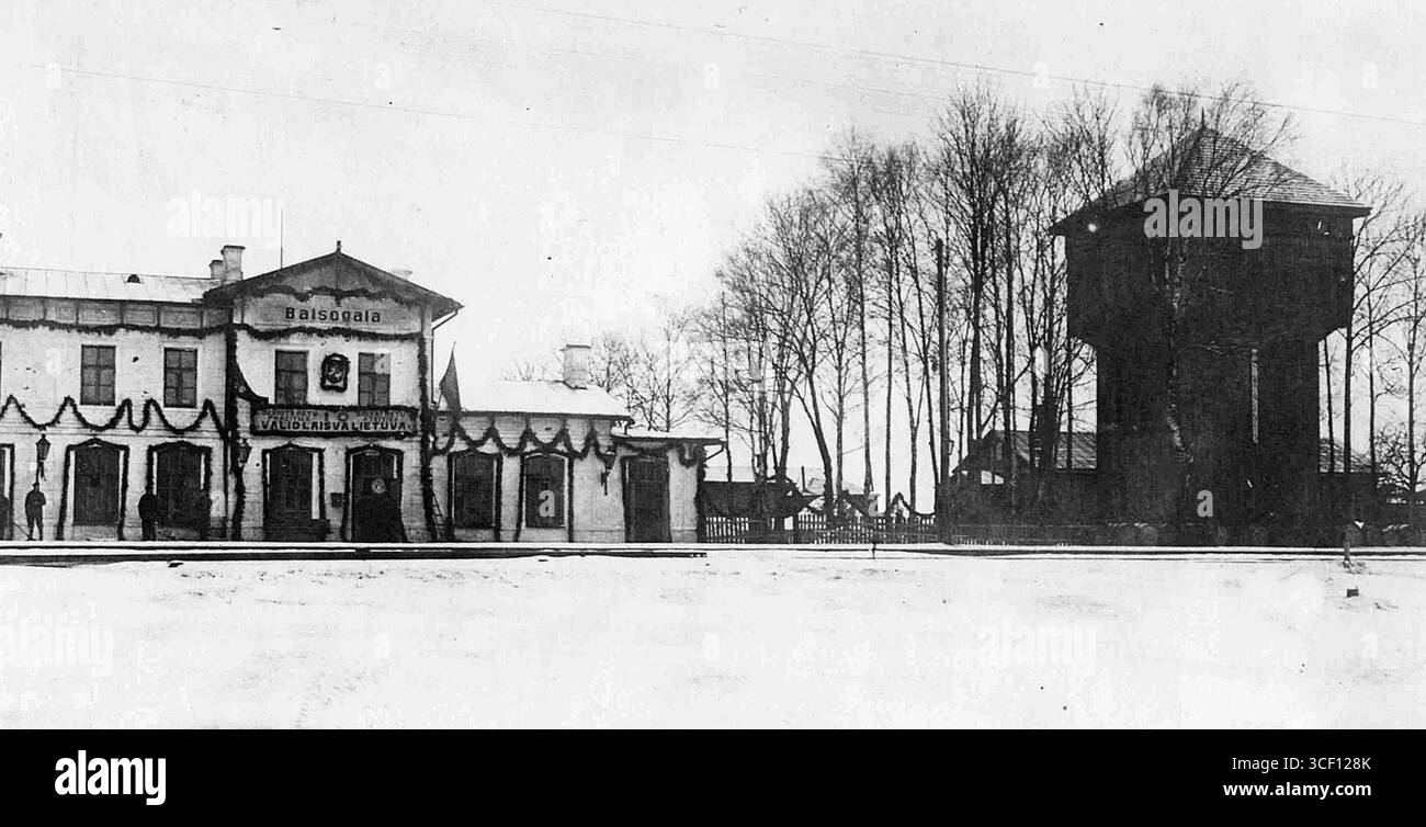 This photo shows the Baisogala train station in Lithuania during the ...