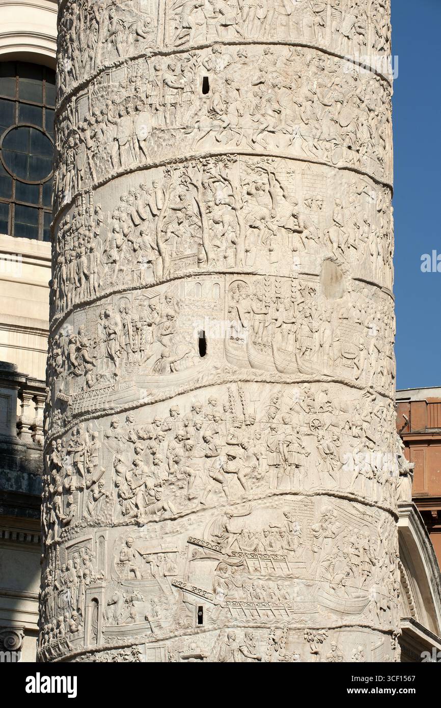 Detail of spiral marble relief on column of honour Victory Column from ...