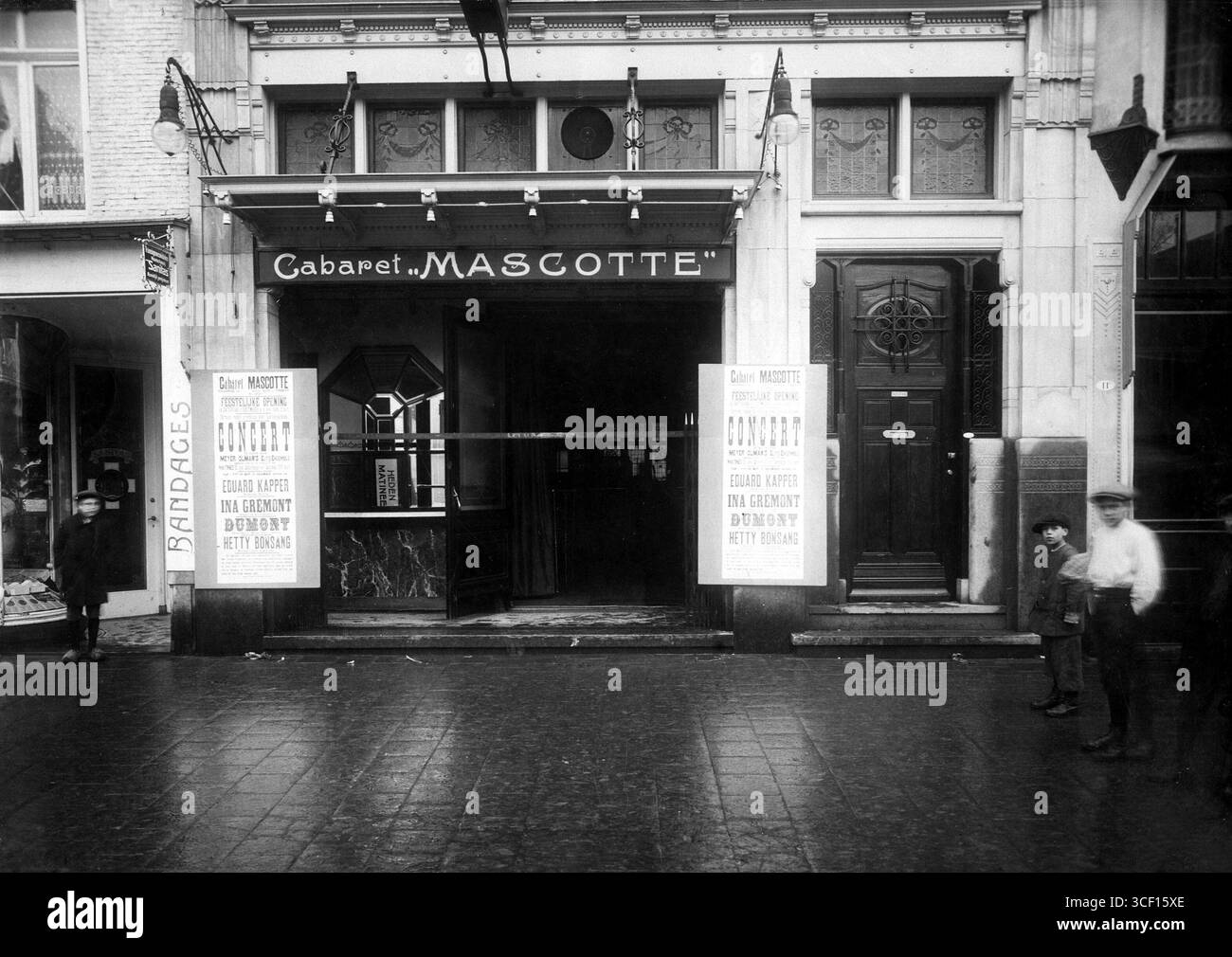 The exterior of the Cabaret theater 'Mascotte' is shown in this 1918 ...
