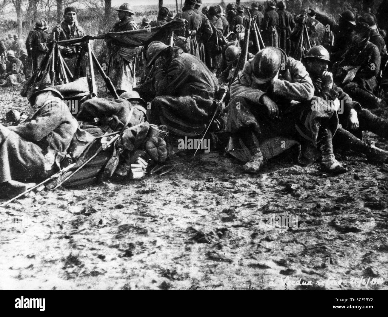 In February 1916, weary French soldiers rested in Verdun during WWI ...