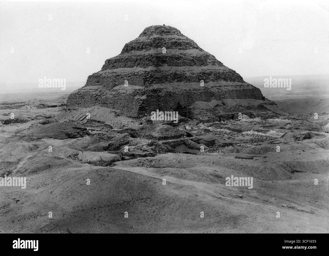 This photo from 1916 shows the Step Pyramid of Djoser at Sakkara, Egypt ...