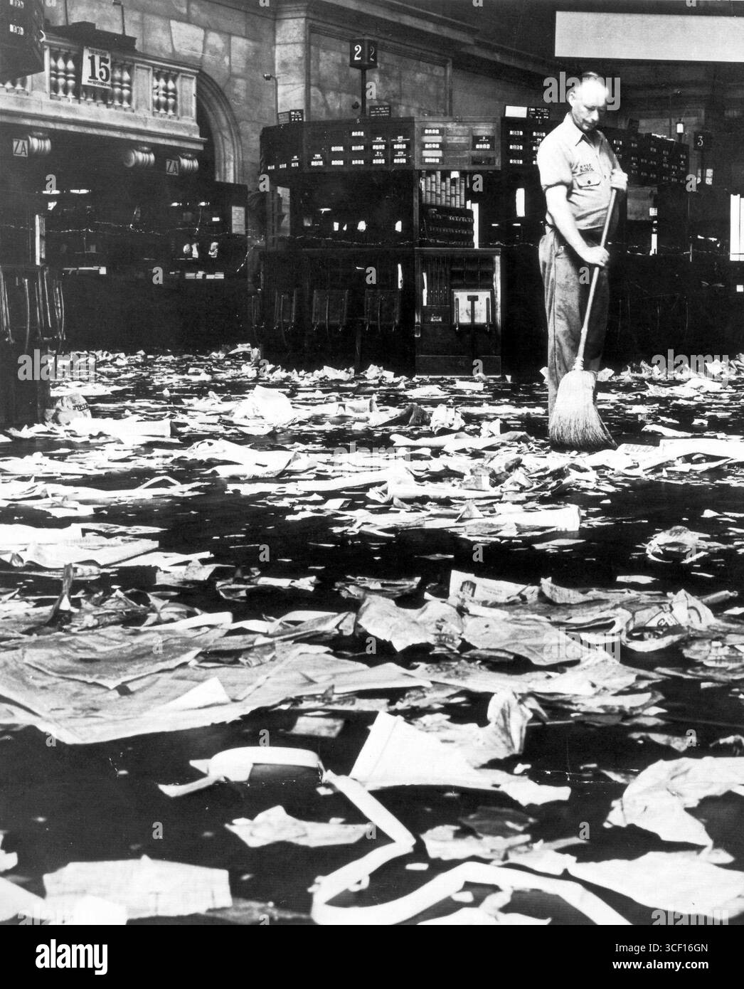 This image depicts Wall Street after the 1929 stock market crash. A ...