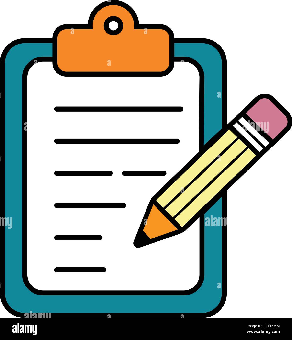 Colorful Clipboard with Lined Paper and Pencil – Office, School ...