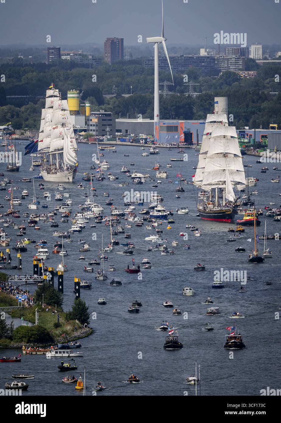 AMSTERDAM – Tall ships during the Sail-In Parade seen from the A'DAM ...