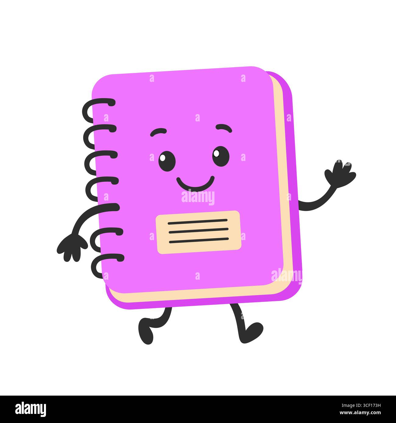 Cute cartoon purple spiral notebook character smiling Stock Vector ...