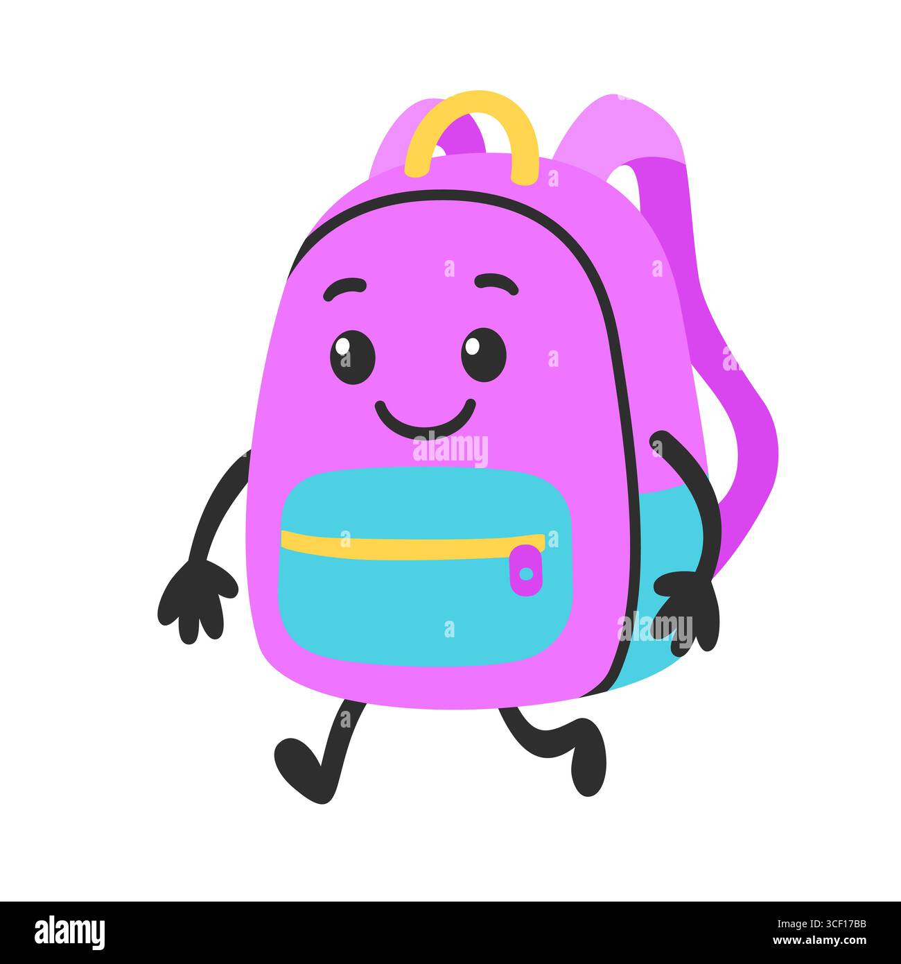 Cute cartoon backpack character, flat vector illustration Stock Vector ...