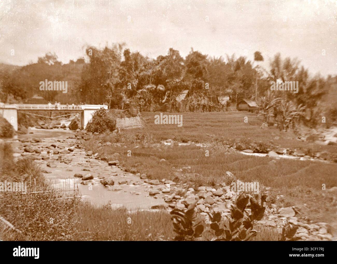 A bridge over the Tjiliwong River between Garut and Tasikmalaja in West ...