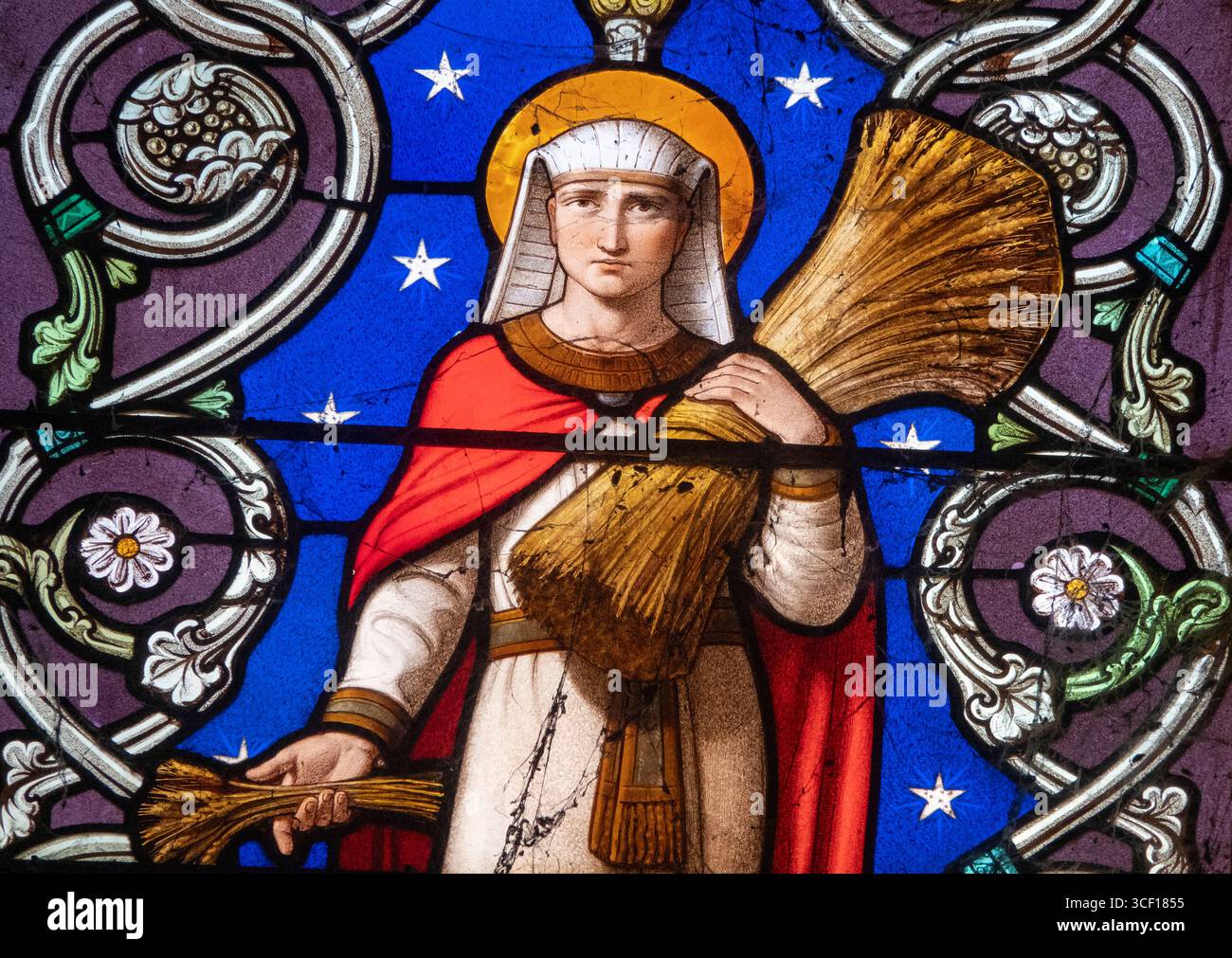 Stained glass (19th century) of Joseph, prisoner in Egypt Stock Photo ...