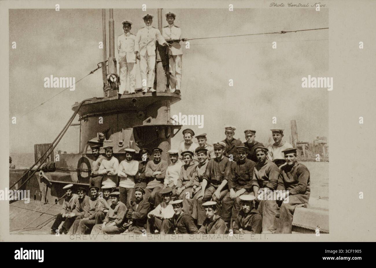A World War I propaganda postcard showing the crew of the British ...
