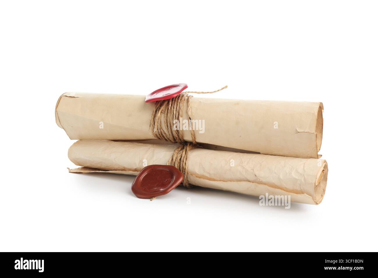 Old rolled paper scrolls isolated on white Stock Photo - Alamy