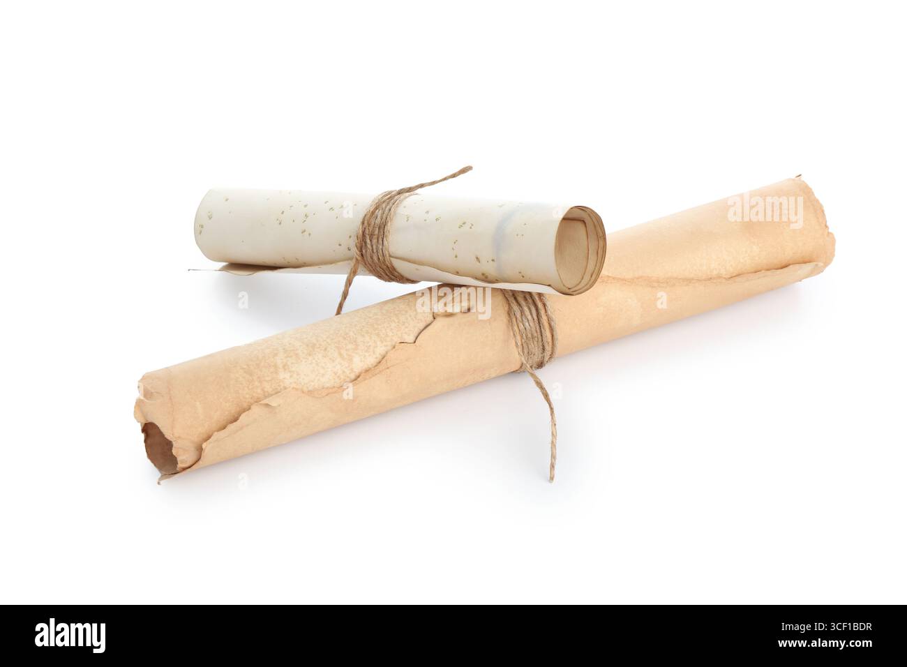 Old rolled paper scrolls isolated on white Stock Photo - Alamy