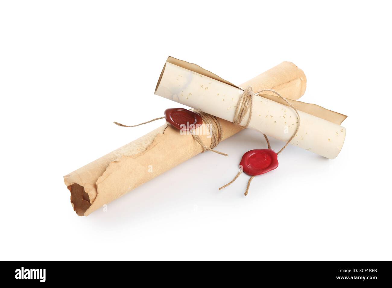 Old rolled paper scrolls isolated on white Stock Photo - Alamy