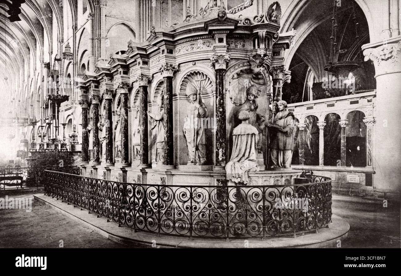 The interior of St. Remy Abbey Church in Reims, France, before the ...