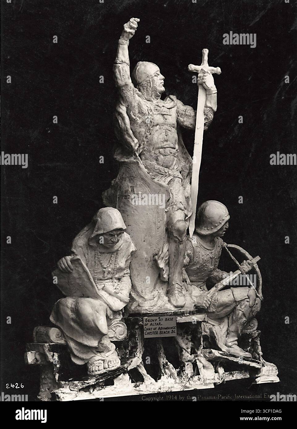 American sculpture (1915) depicting a medieval knight with a shield and ...