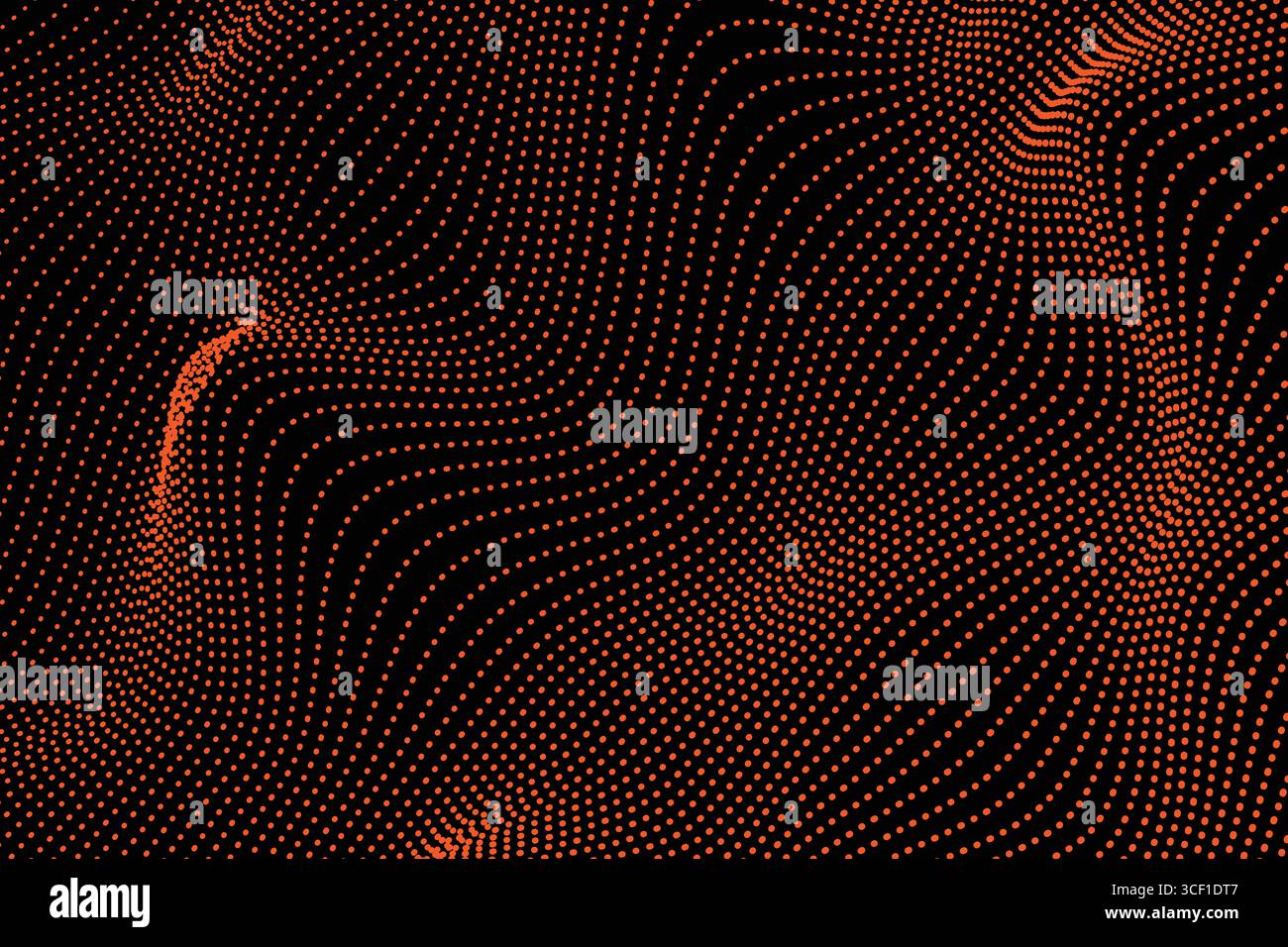 Abstract Dotted Wave Background with Orange Dots on Black Stock Vector ...