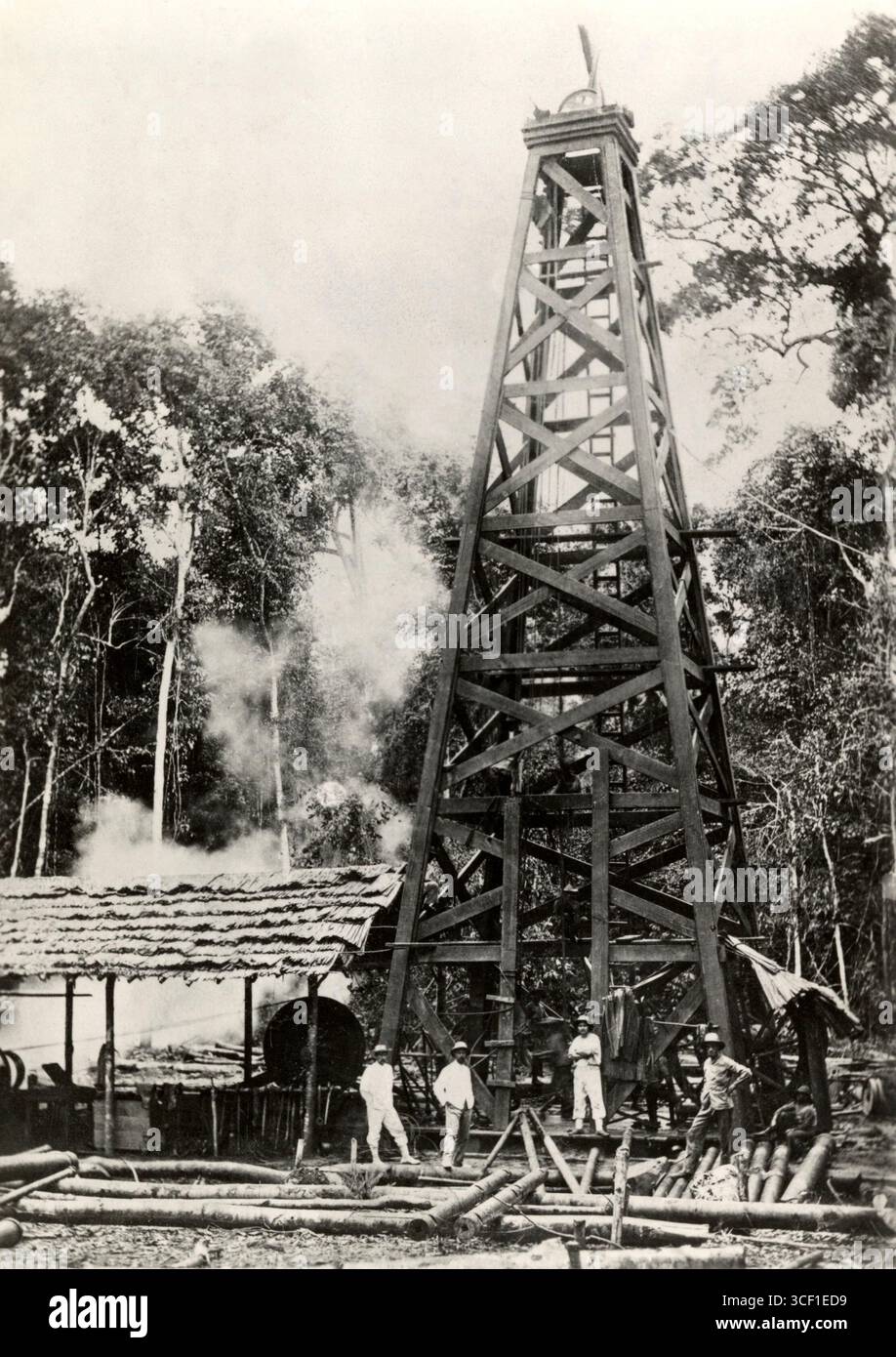 An oil drilling site at Soeban Djerigi, Sumatra, Indonesia (Dutch East ...