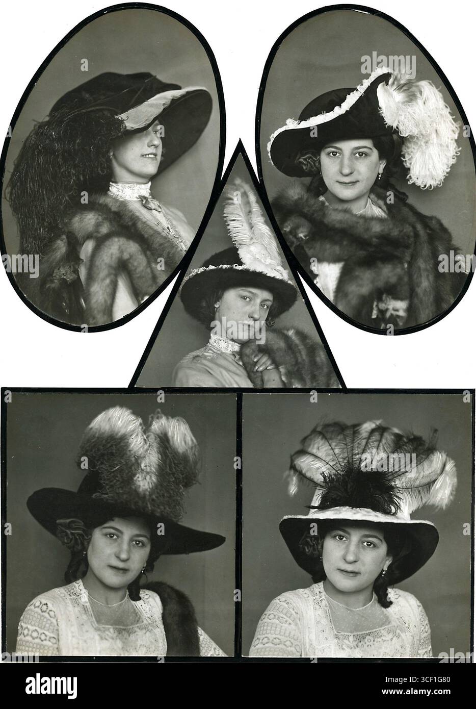 Five photographs of models wearing hats from the new fall and winter ...