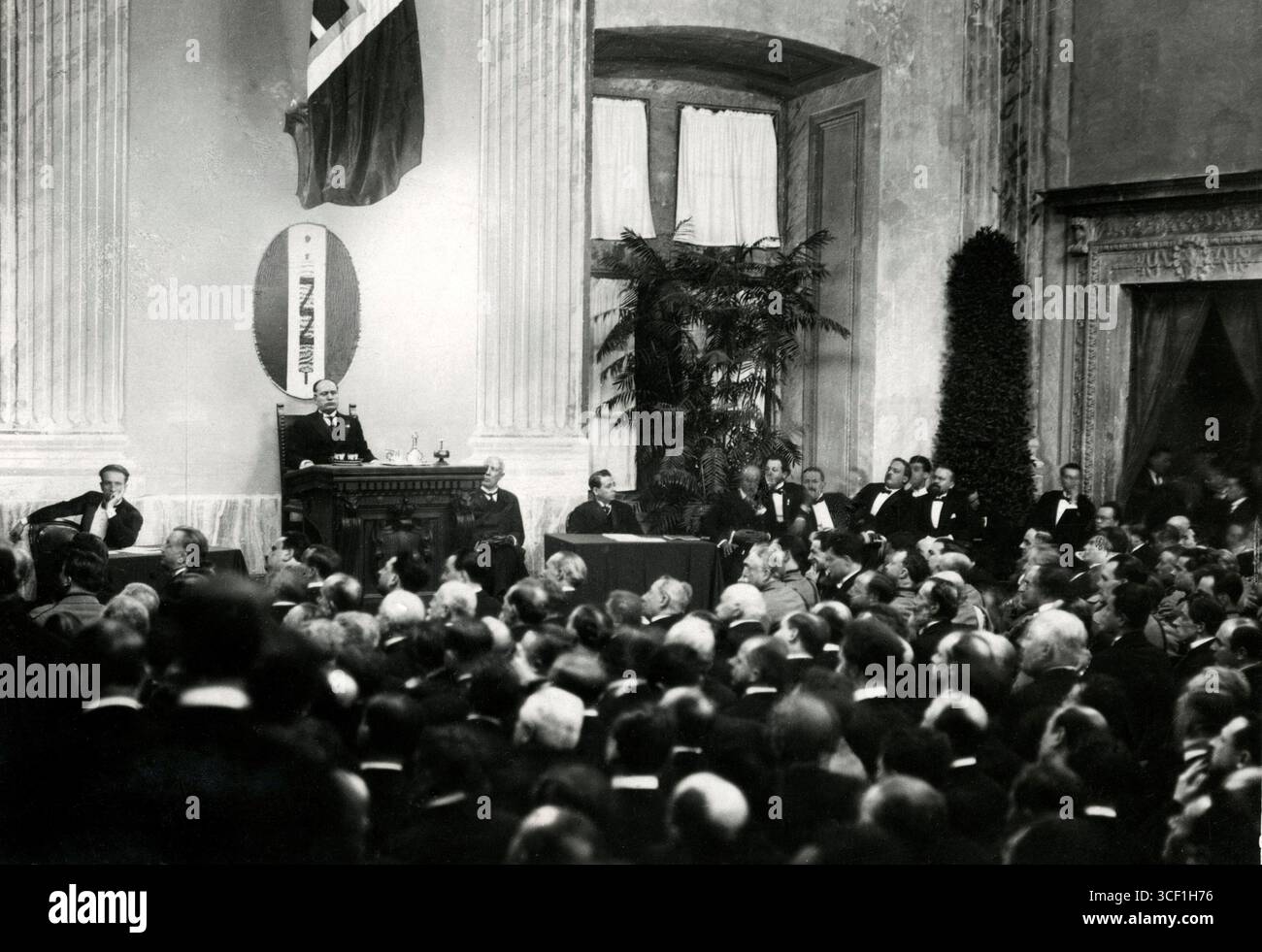 In February 1924, Benito Mussolini, known as Il Duce, addresses the ...