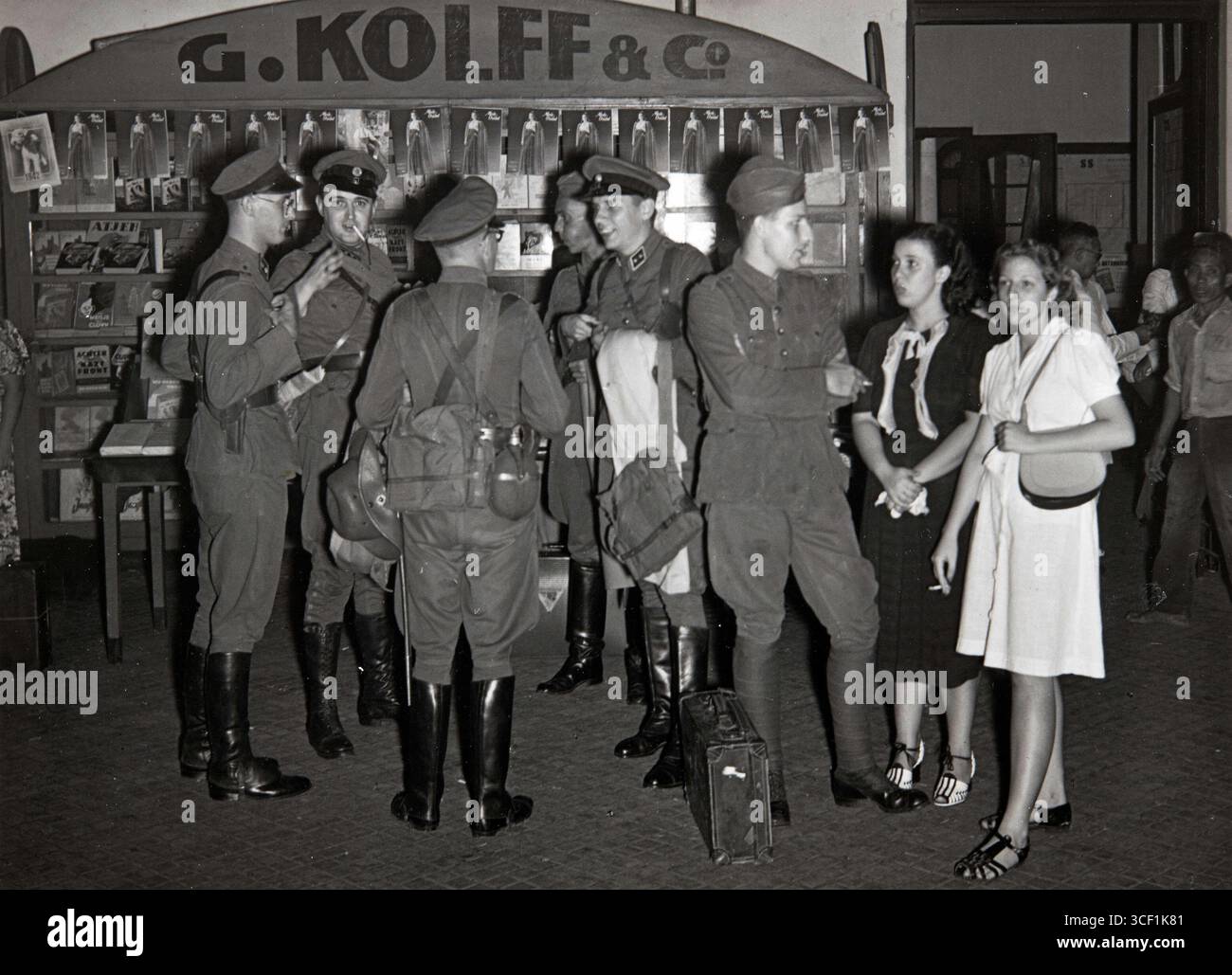 This photo shows officers at the Koningsplein station in Batavia ...