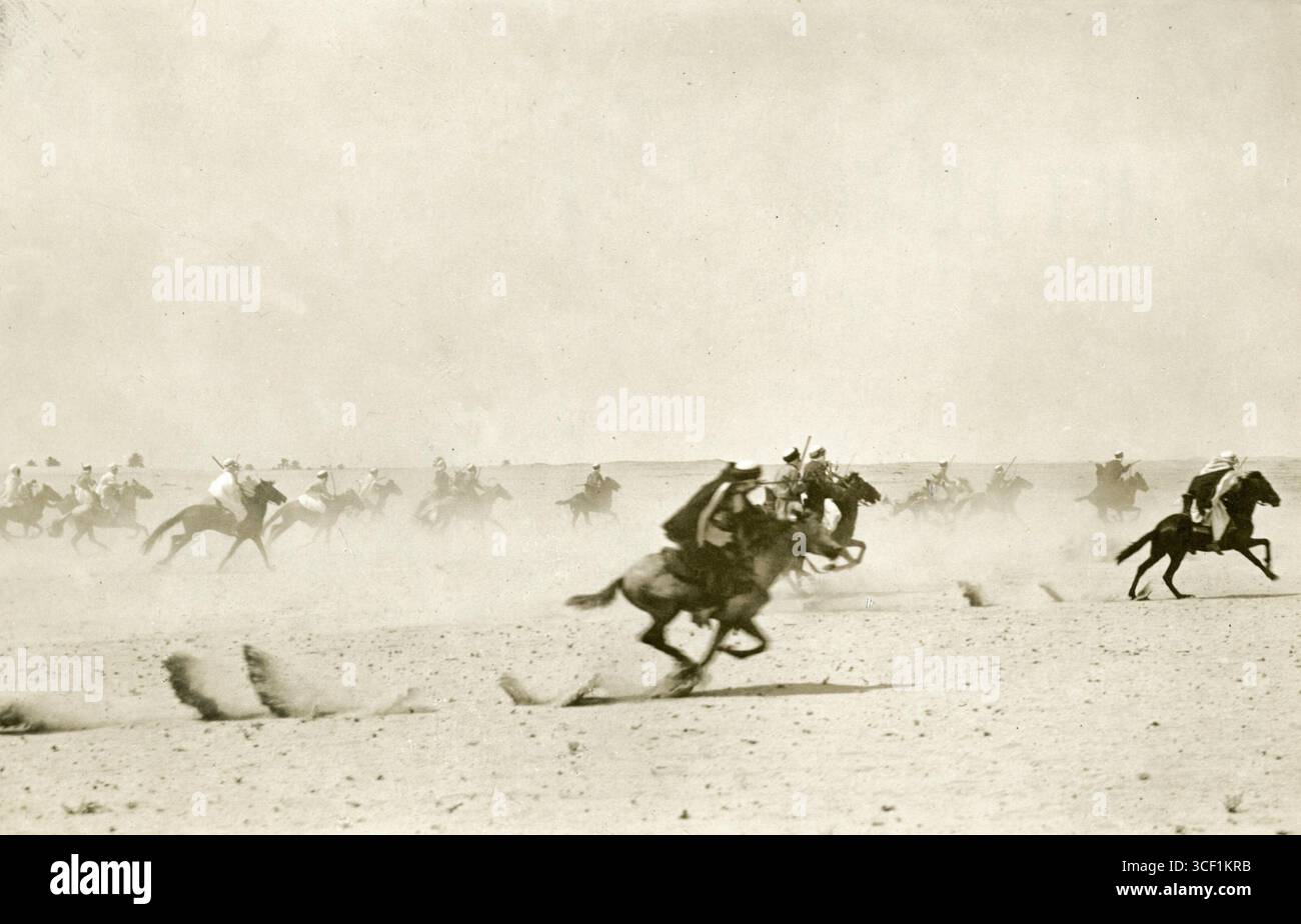 Algerian dragoon cavalry charge near Nieuwpoort, Belgium, in 1915 ...