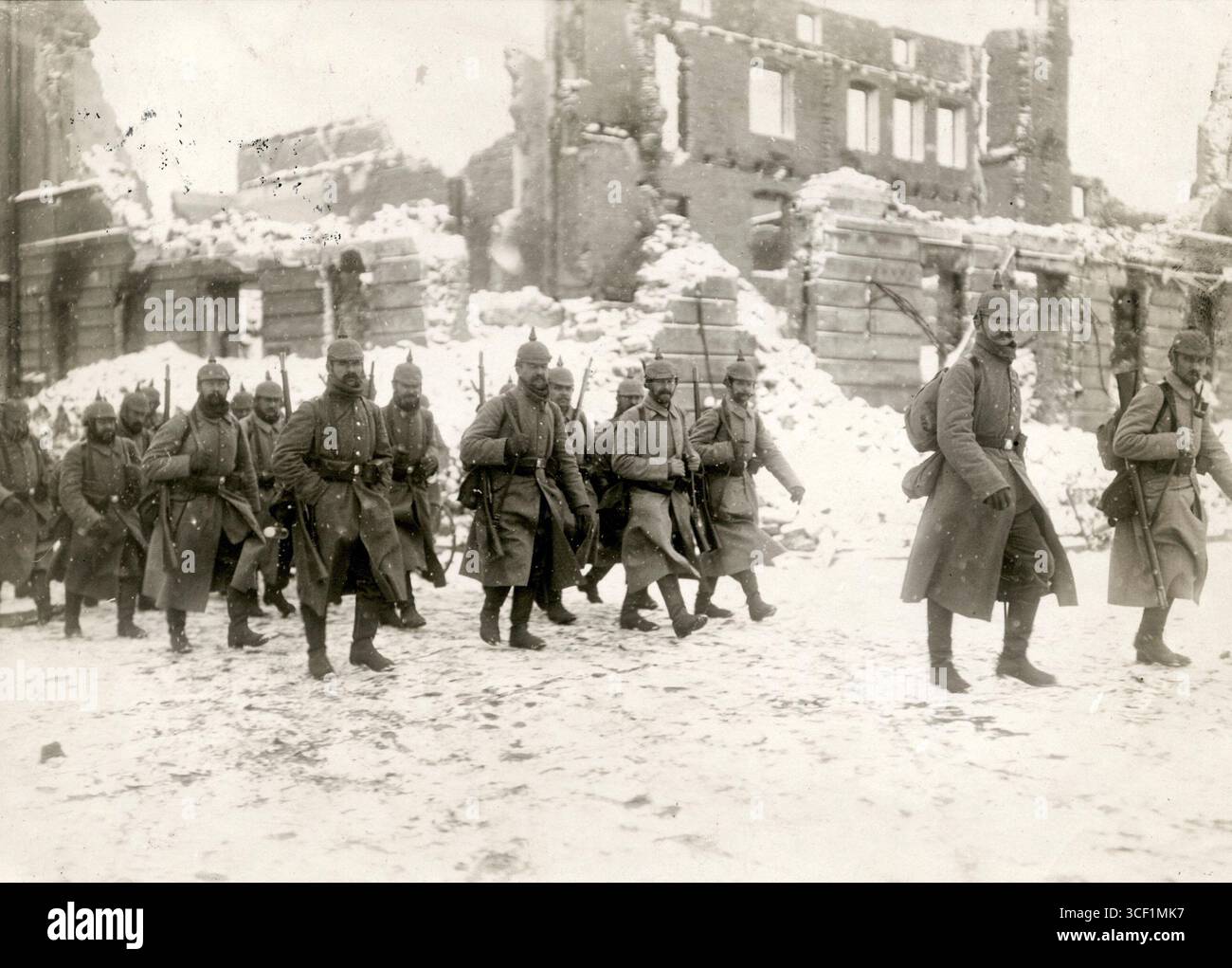 After the Battle of Mlava in 1914, German soldiers walk through the ...