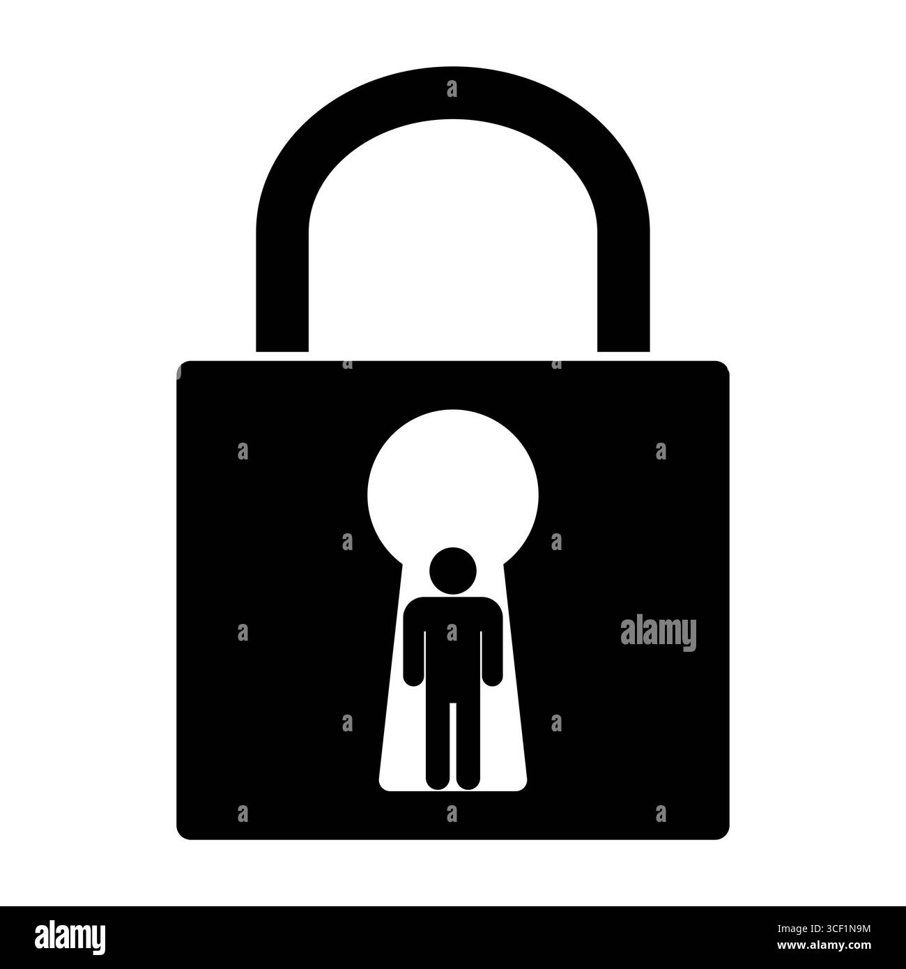 Locked Padlock with Human Figure in Keyhole Silhouette Illustration ...