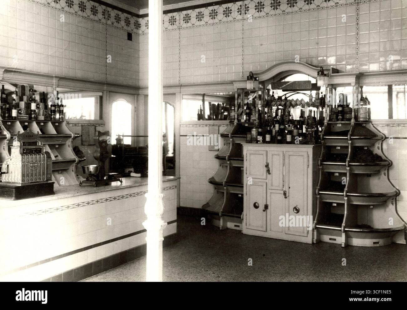 The interior of the Unie-maatschappij grocery store in Tilburg ...
