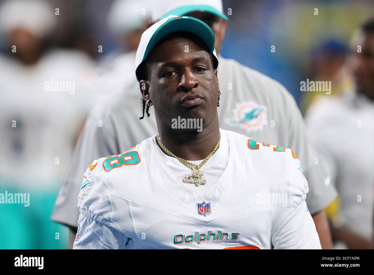 Miami Dolphins cornerback Mike Hilton (38) walks to the locker room ...