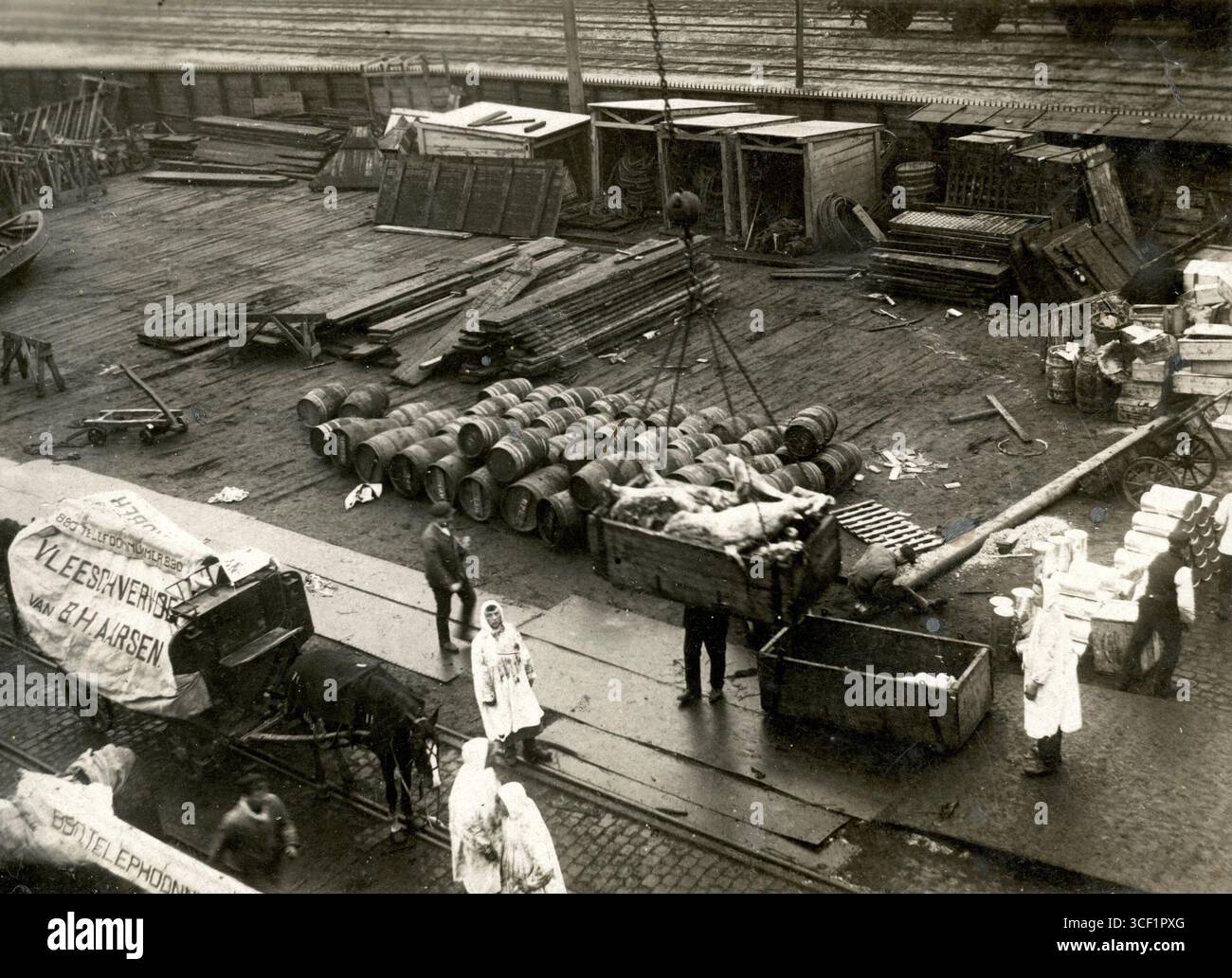 Argentine beef from slaughtered cows being unloaded at a quay in ...