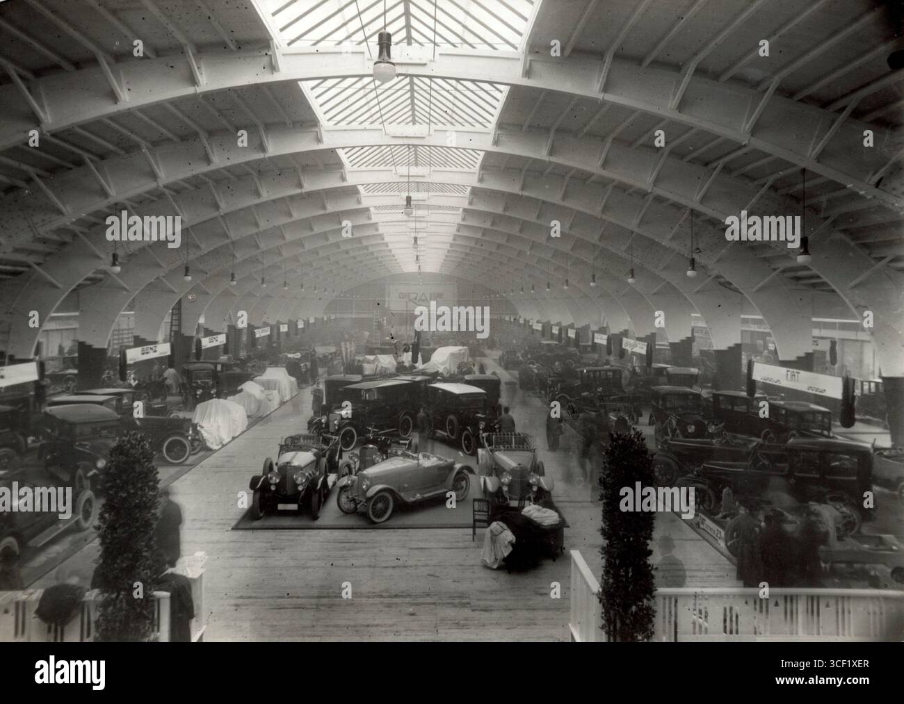 A hall at the Auto-RAI exhibition in Amsterdam in 1922, showcasing a ...