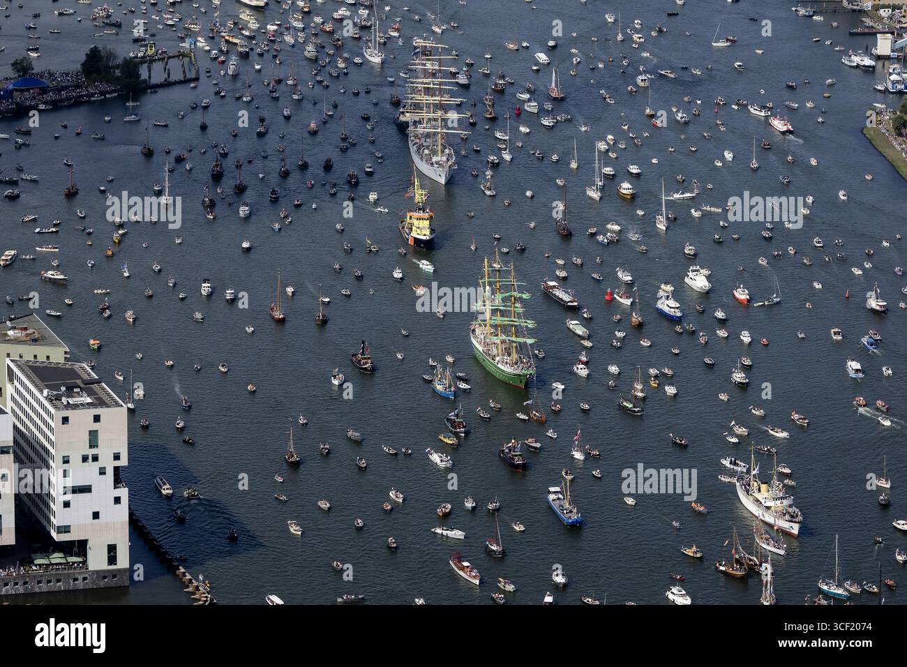 AMSTERDAM – Aerial photo of the SAIL-In Parade on the first day of ...