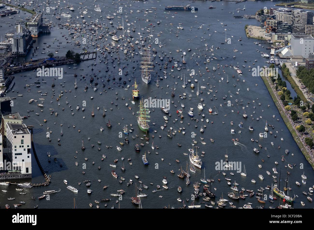 AMSTERDAM – Aerial photo of the SAIL-In Parade on the first day of ...