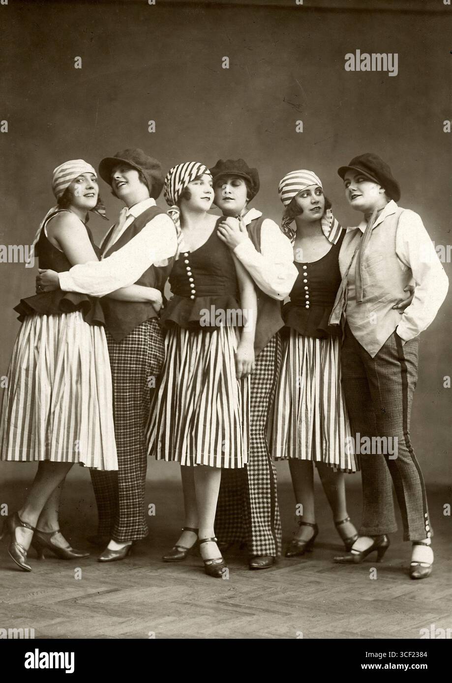 Six Viennese dancers performing at a Carnival ball in the Burgtheater ...