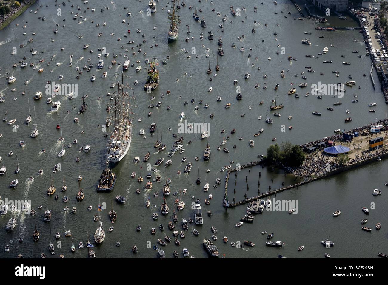 AMSTERDAM – Aerial photo of the SAIL-In Parade on the first day of ...