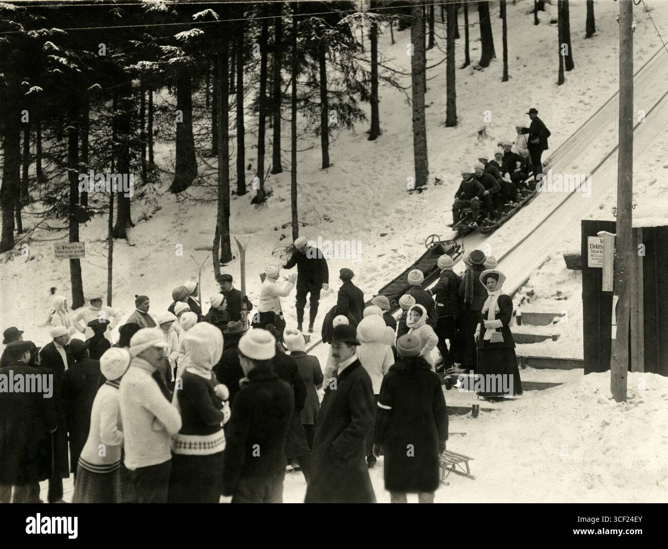 The electric bobsleigh and passenger lift at the Oberhof bobsleigh ...