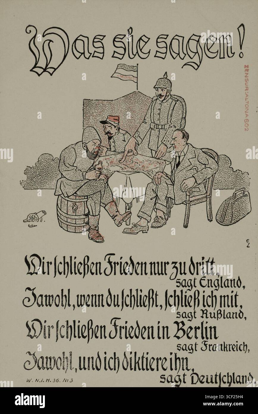 World War I propaganda postcard depicting England, France, and Russia ...