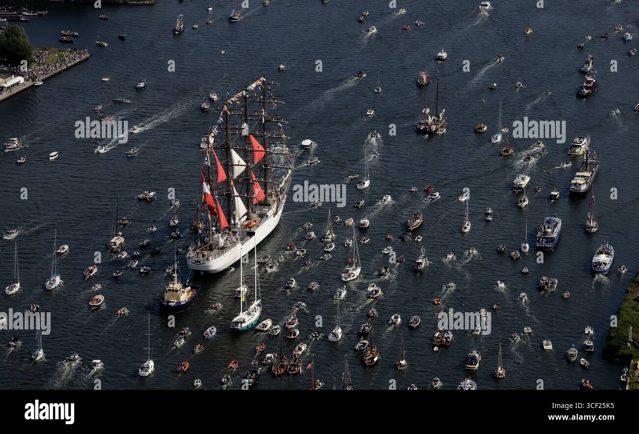 AMSTERDAM – Aerial photo of the SAIL-In Parade on the first day of ...