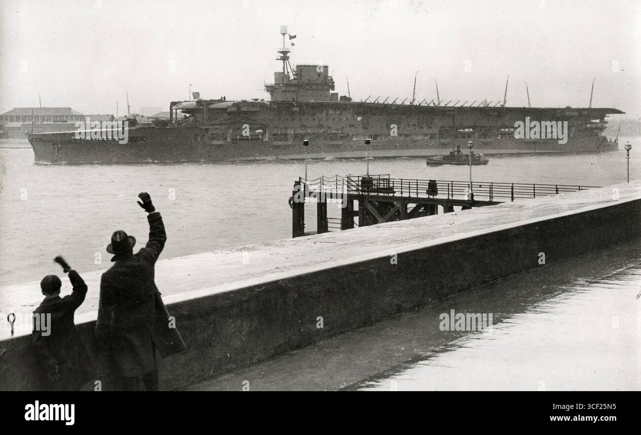 The British aircraft carrier 'Courageous' in September 1939, torpedoed ...