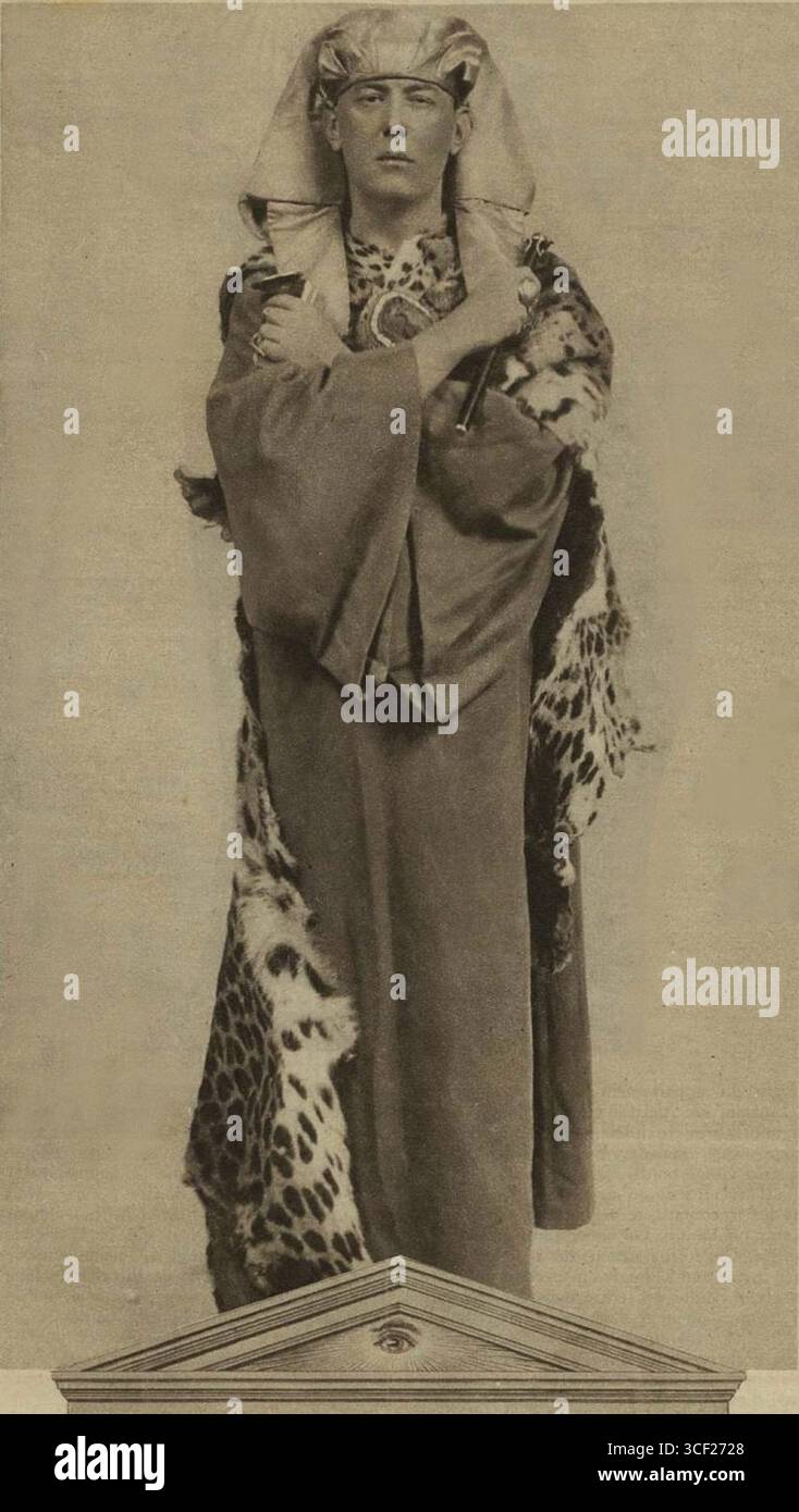 A 1899 photograph depicting Aleister Crowley dressed as Osiris ...
